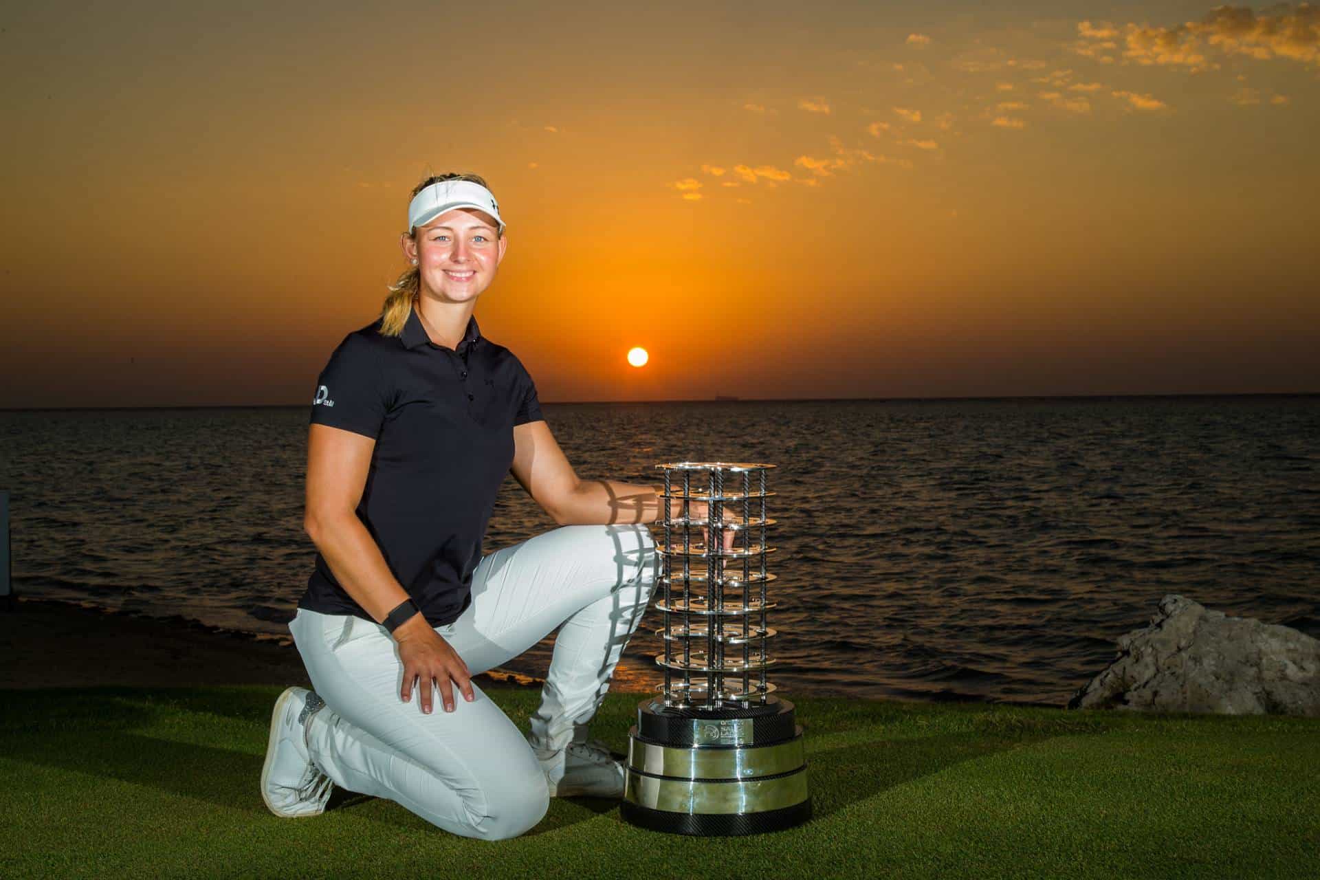 Emily Kristine Pedersen of Denmark with her trophy - Worldwide Golf